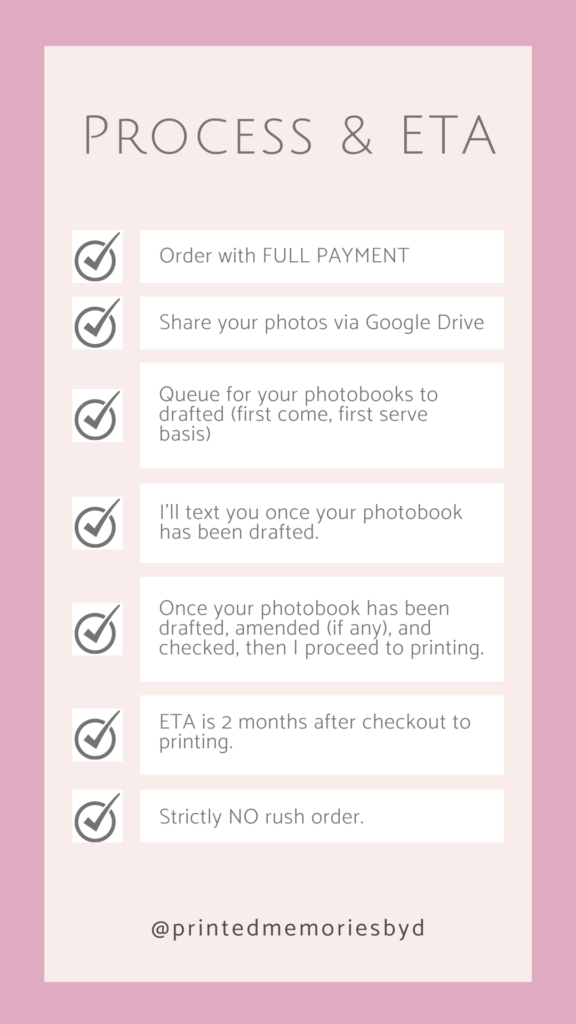 Process and ETA | Printed Memories By D